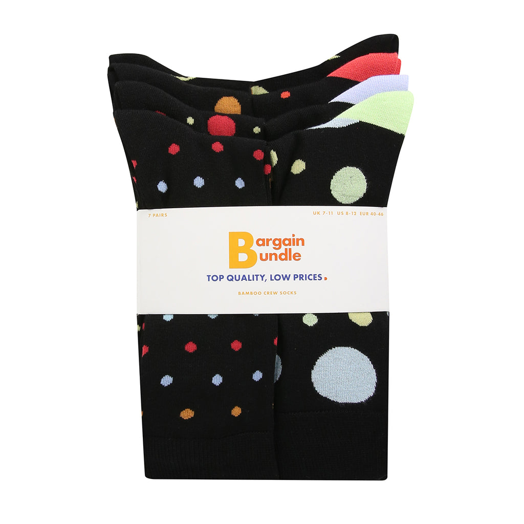 Men's Super Soft Bamboo Crew Spotted Socks - 7 Pairs – Bargain Bundle