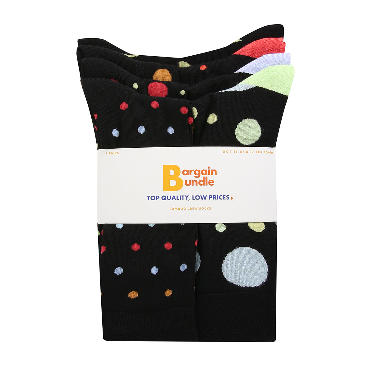 Men's Super Soft Bamboo Crew Spotted Socks - 7 Pairs – Bargain Bundle