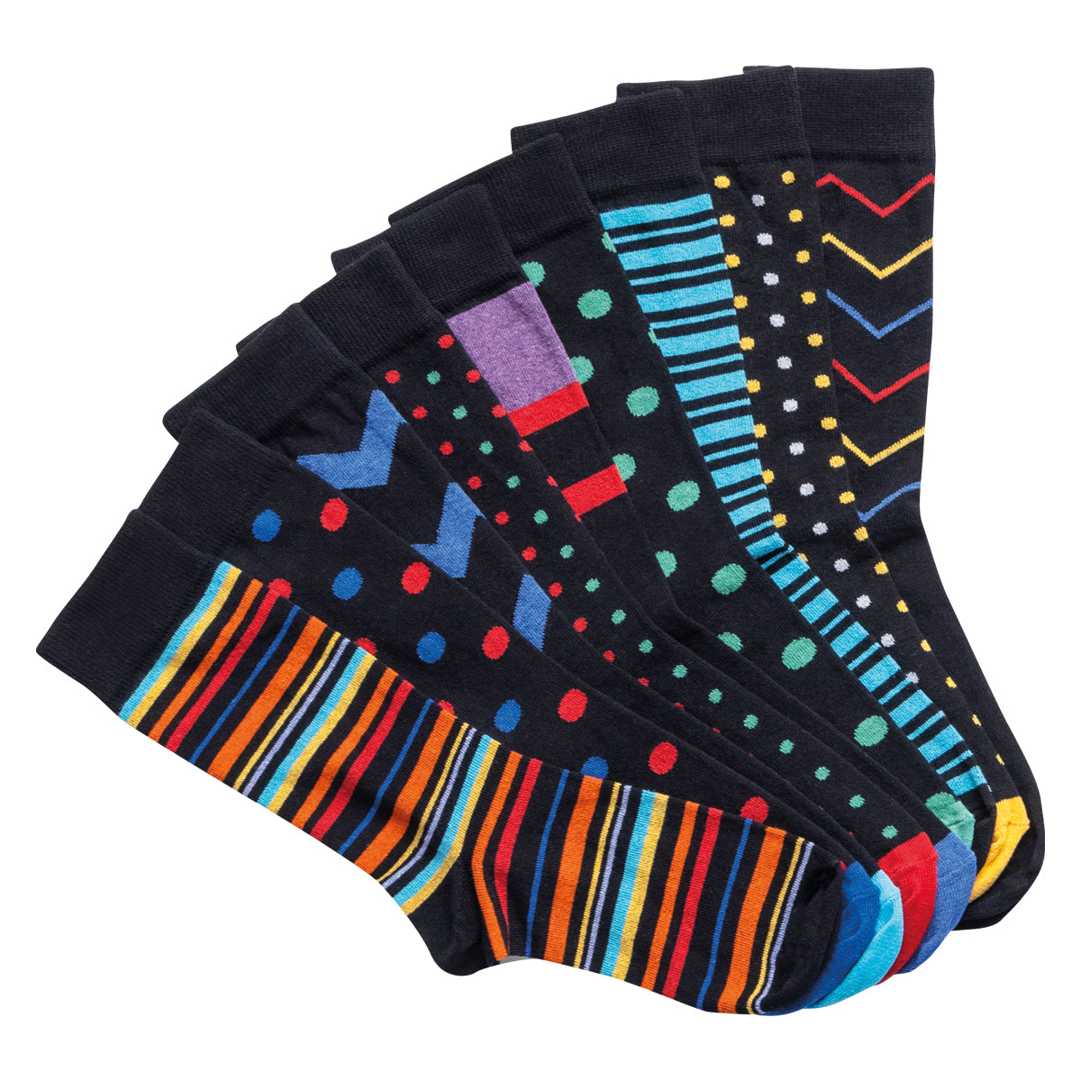 Men's Cotton Rich Crew Mixed Pattern Socks - 9 Pairs – Bargain Bundle